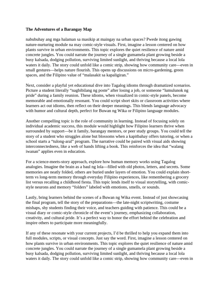 The Adventures of A Barangay Map | PDF | Learning | Memory