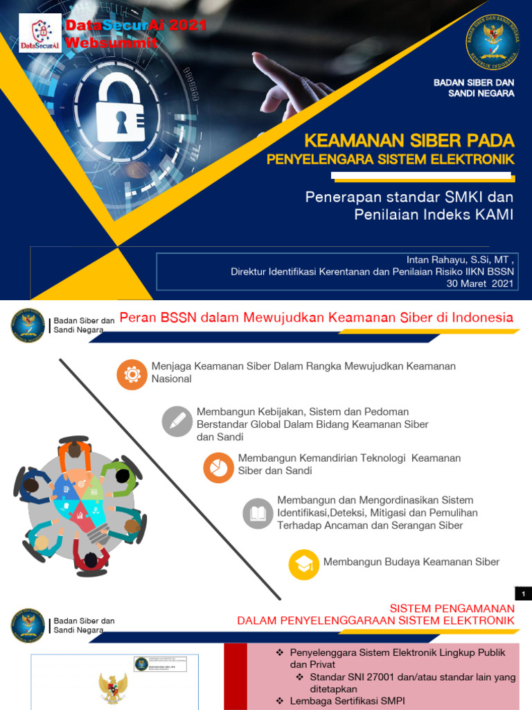 Bu Intan BSSN-Kebijakan Dan Penerapan SiMKI Dan Indeks KAMI 30032021 | PDF