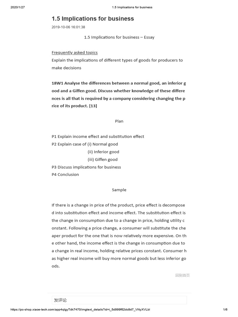 1.5 Implications For Business | PDF | Demand | Demand Curve