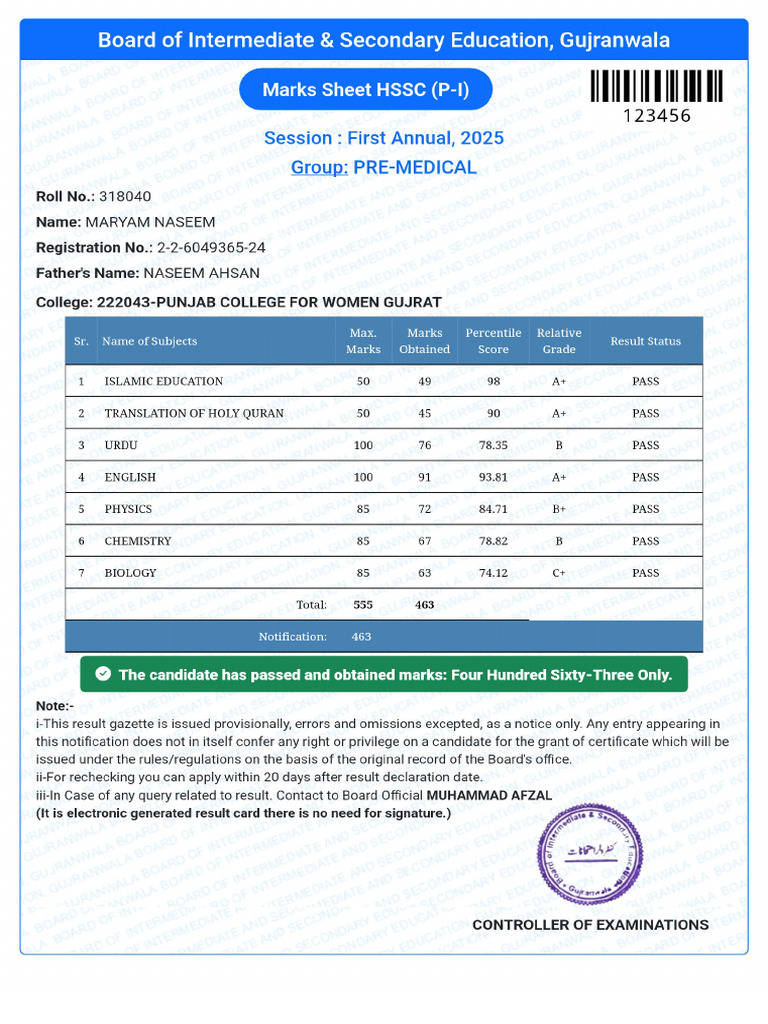 Result Card | PDF