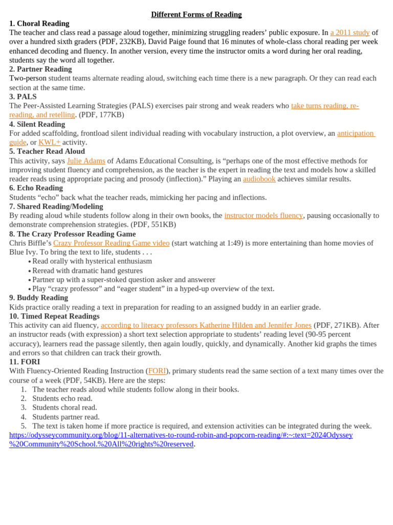 Step 5 Different Forms of Reading | PDF | Reading Comprehension | Communication