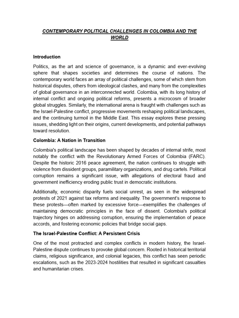 Political Challenges in Colombia & Beyond | PDF | Syrian Civil War ...