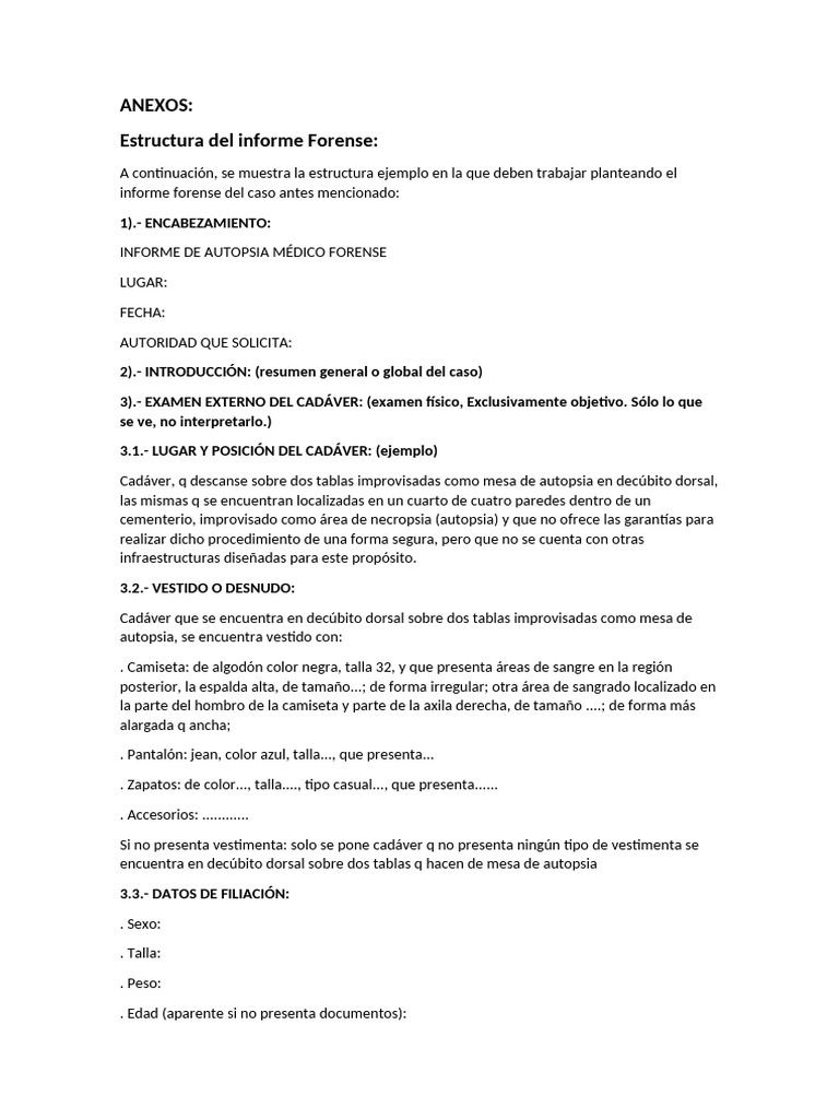 Informe Forense: Estructura y Contenido | PDF | Autopsia ...