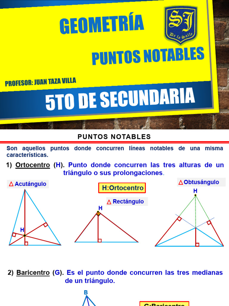Puntos Notables en Triángulos: Definiciones y Teoremas | PDF ...