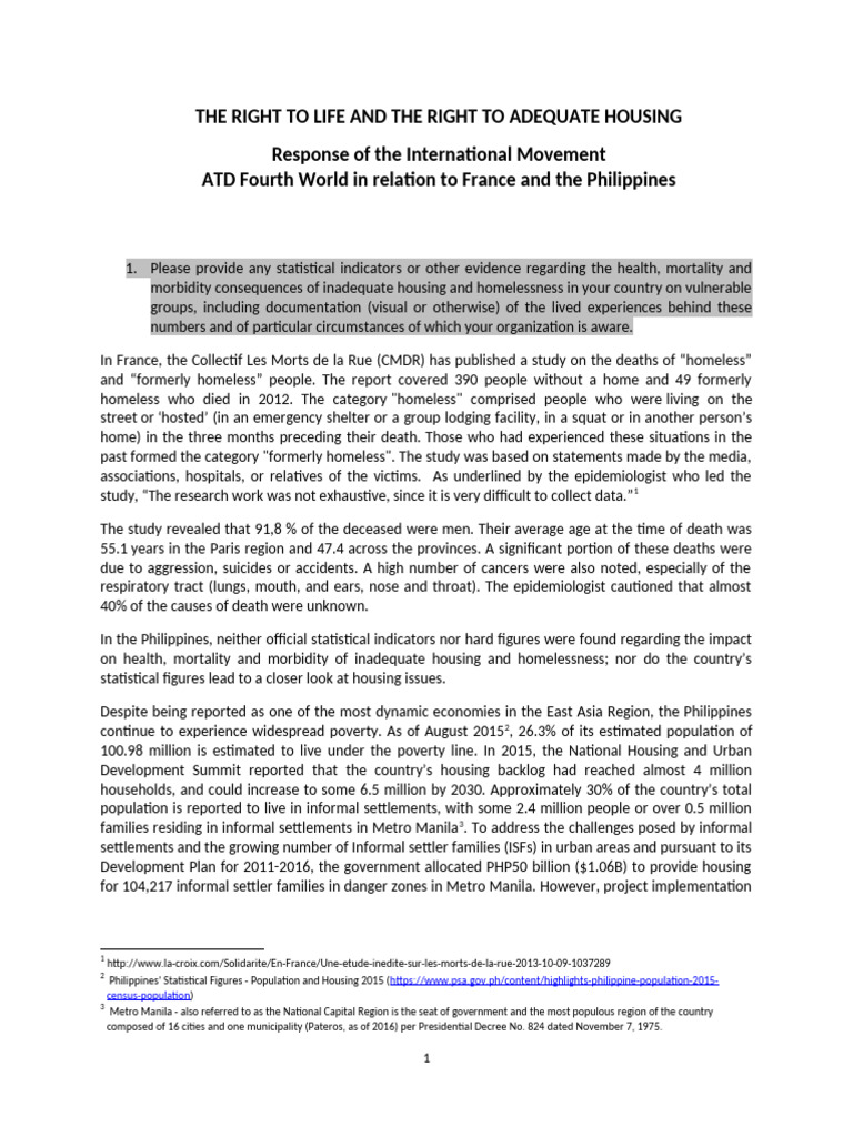 ATD Fourth World | PDF | Metro Manila | Slum