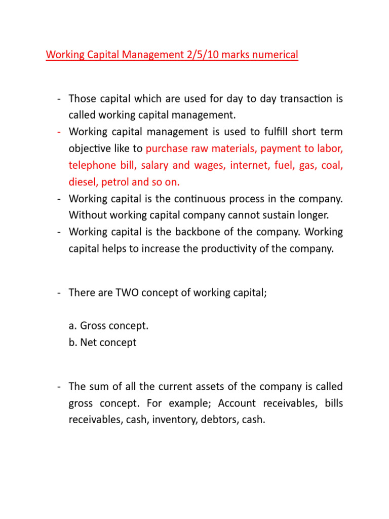 Working Capital Management | PDF | Working Capital | Inventory