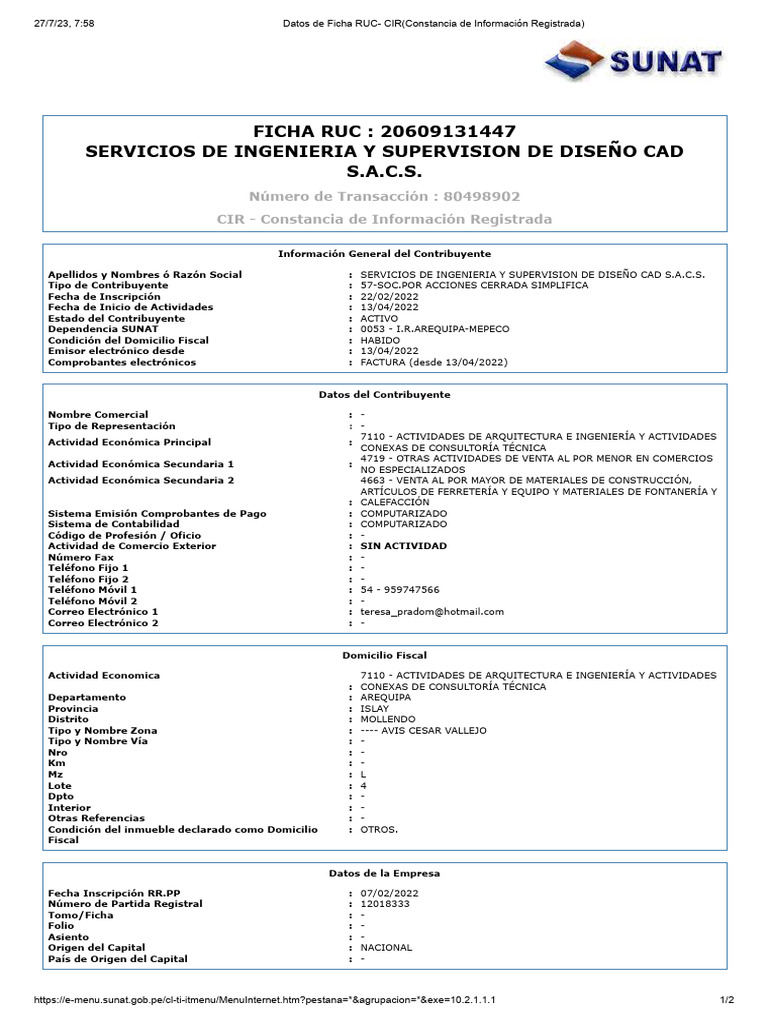 FICHARUC-SISCAD | PDF | Industrias de servicio
