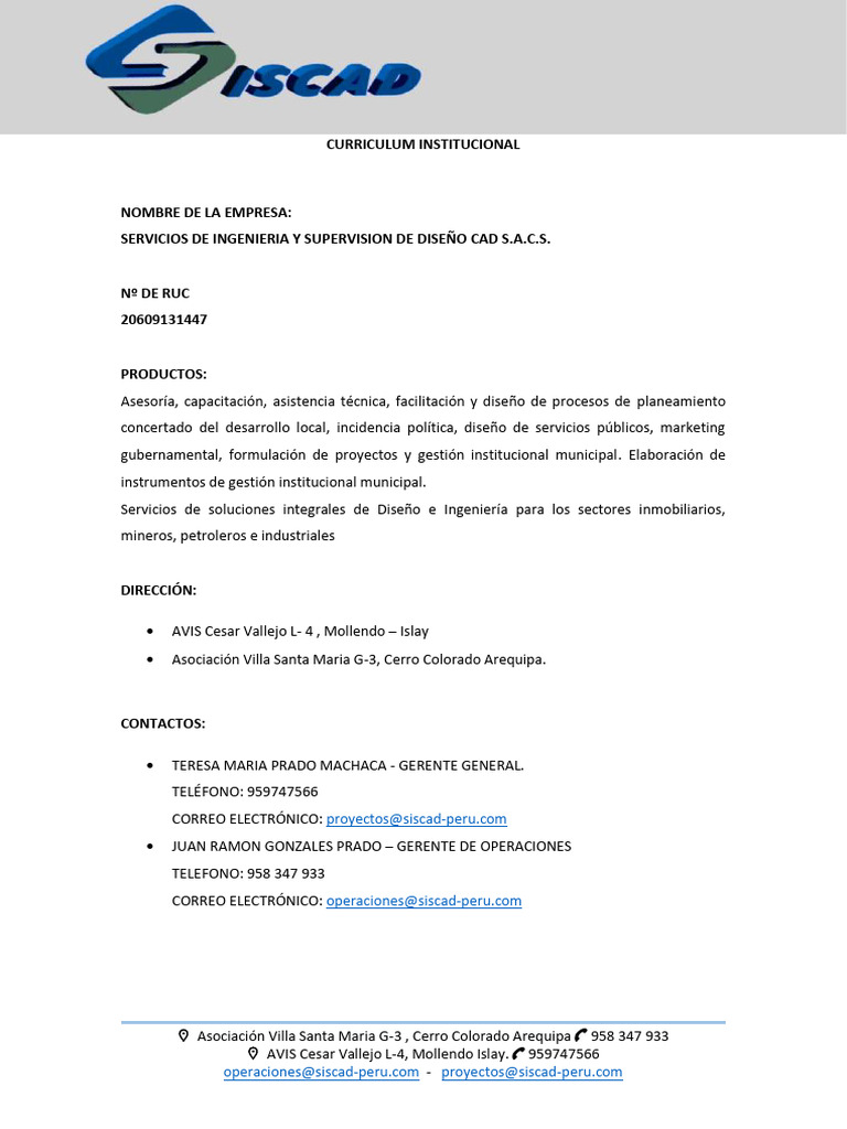 CV Siscad Enviado A Characato | PDF | Business | Ingeniería