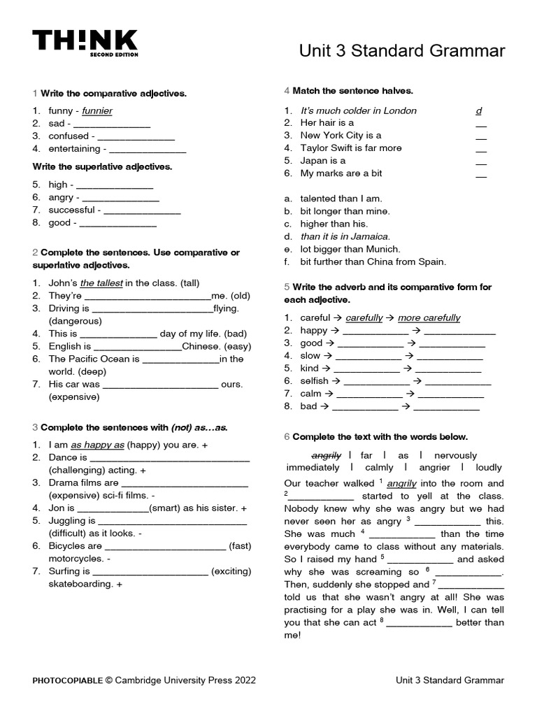Comparative and Superlative Adjectives Guide | PDF | Linguistics
