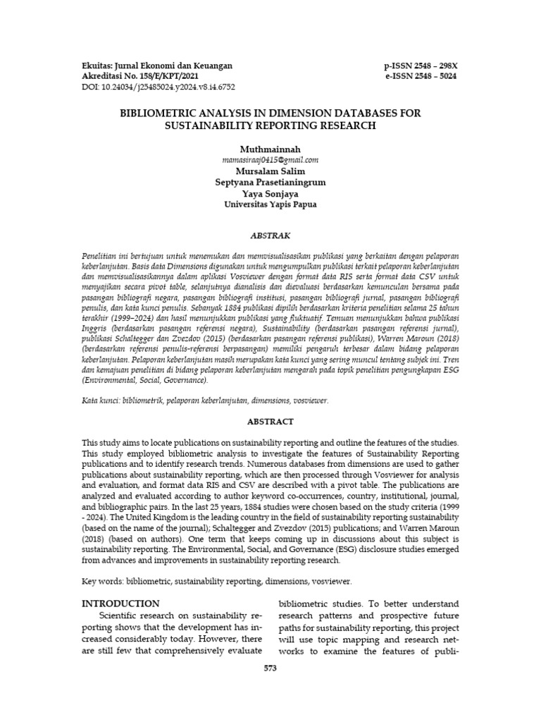 Bibliometric Analysis of Sustainability Reporting | PDF ...