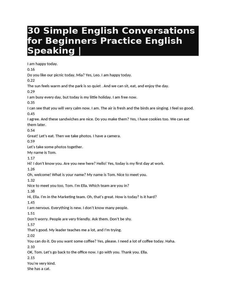 Simple English Conversations for Beginners | PDF