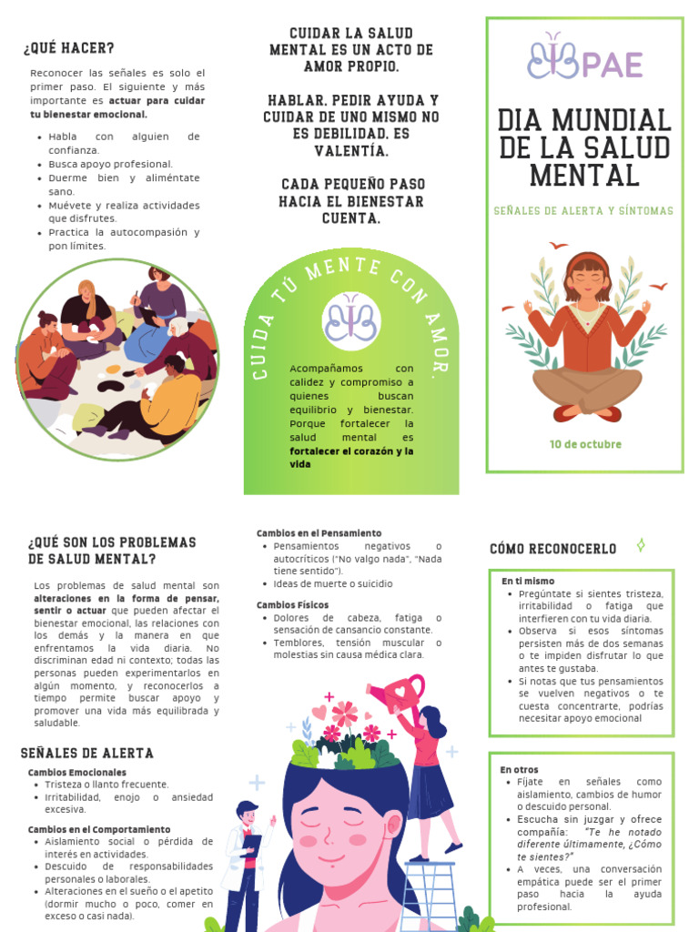 Triptico Salud Mental | PDF | Salud mental | Las emociones