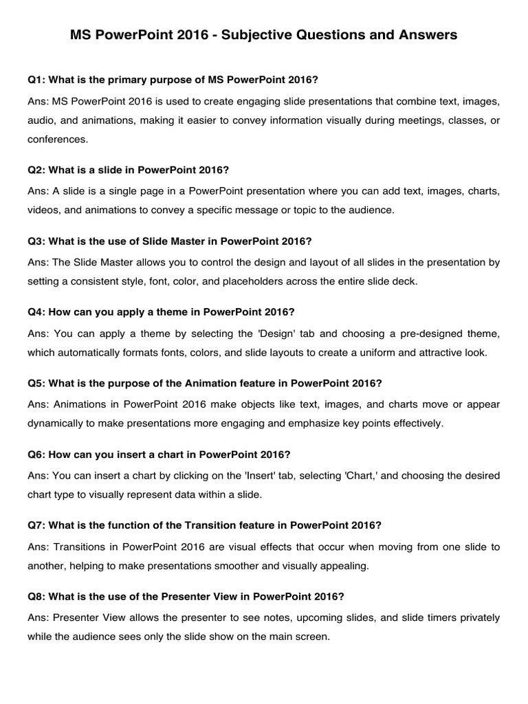 PowerPoint 2016 Q&A Guide | PDF | Microsoft Power Point | Page Layout