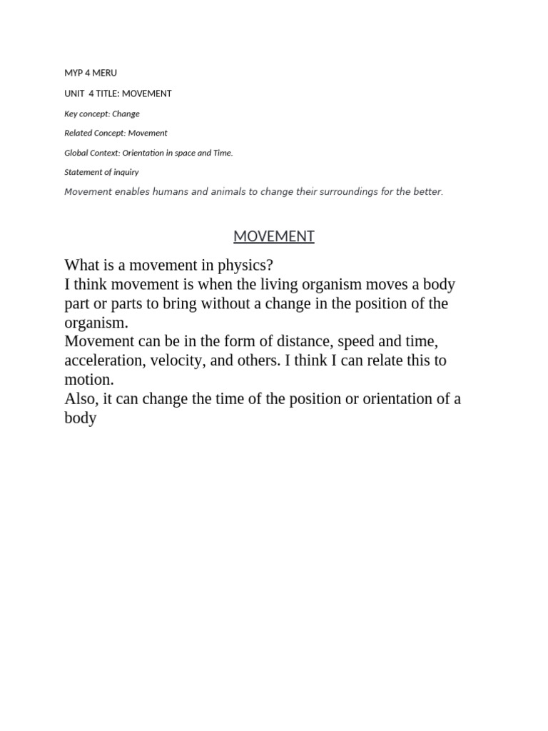 Myp 4 Meru Physics | PDF