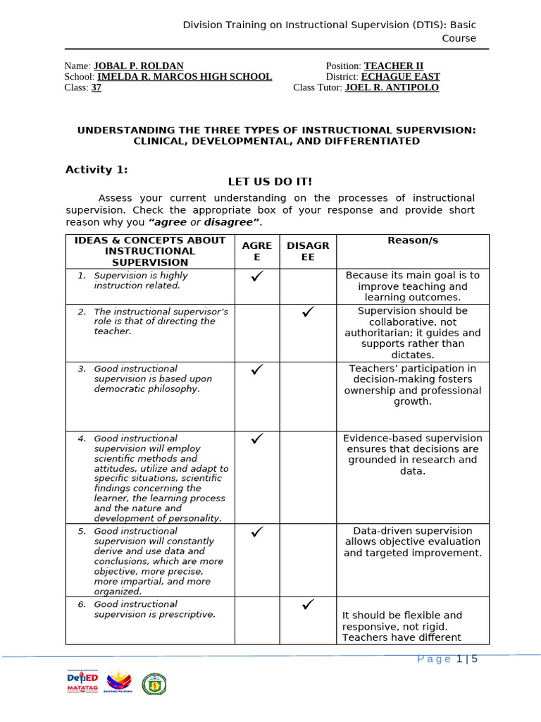 Understanding Instructional Supervision Types | PDF | Teachers | Learning