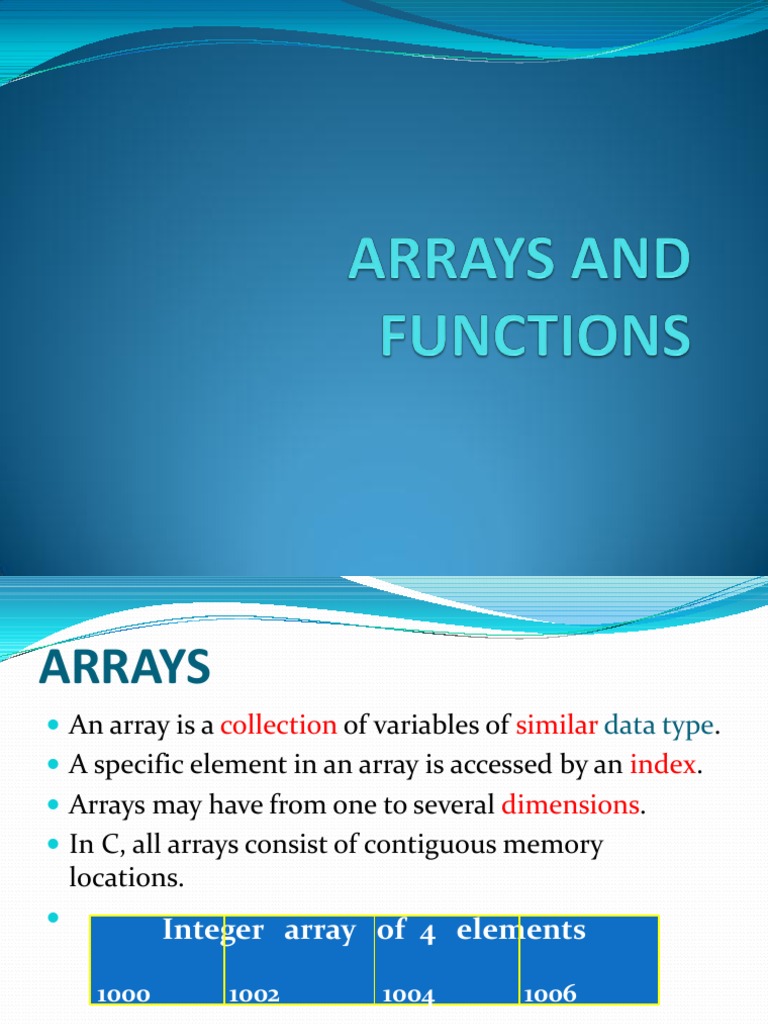 C Arrays Function Pdf Array Data Structure Parameter Computer
