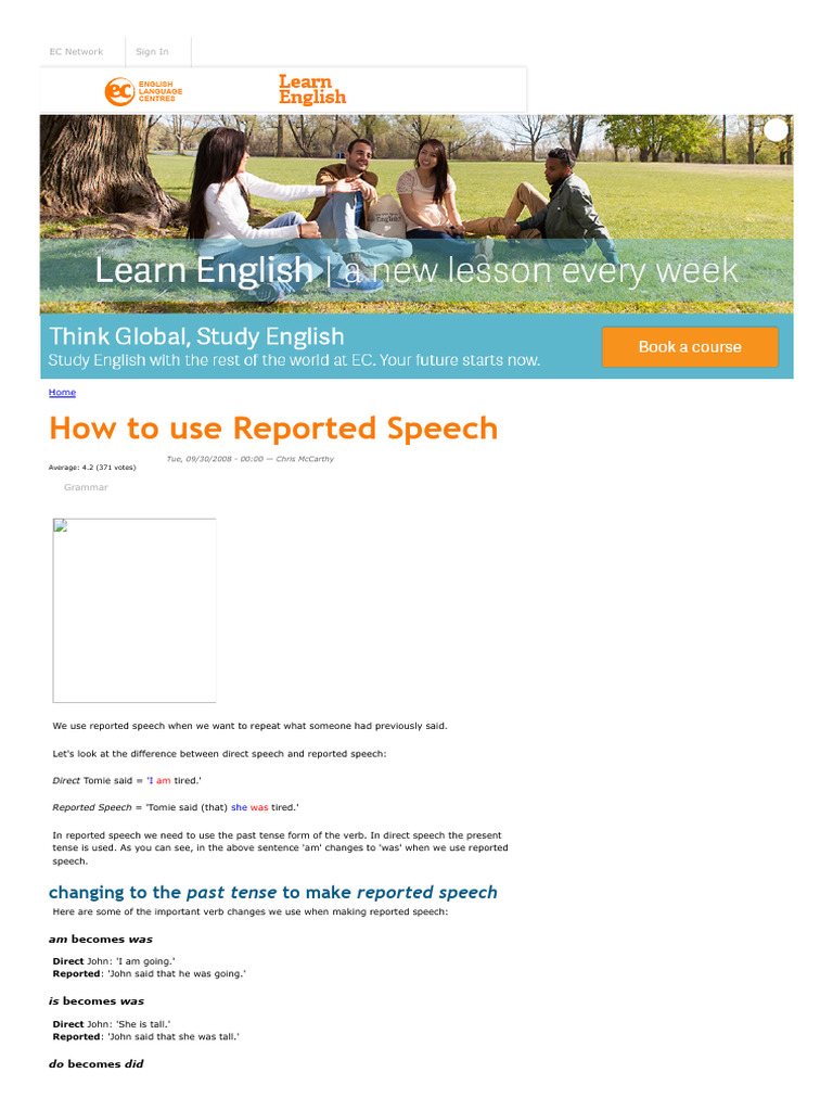 Understanding Reported Speech Rules | PDF | Question | Linguistics