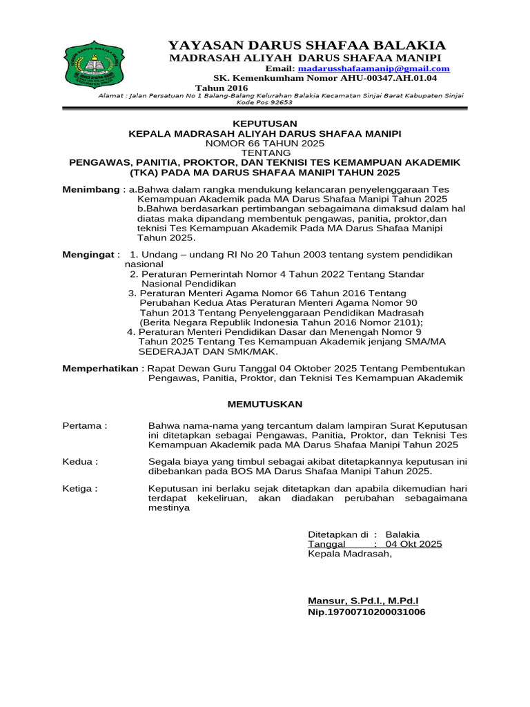 SK Tka Tahun 2025 | PDF