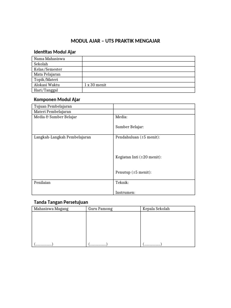 Template Modul Ajar UTS | PDF