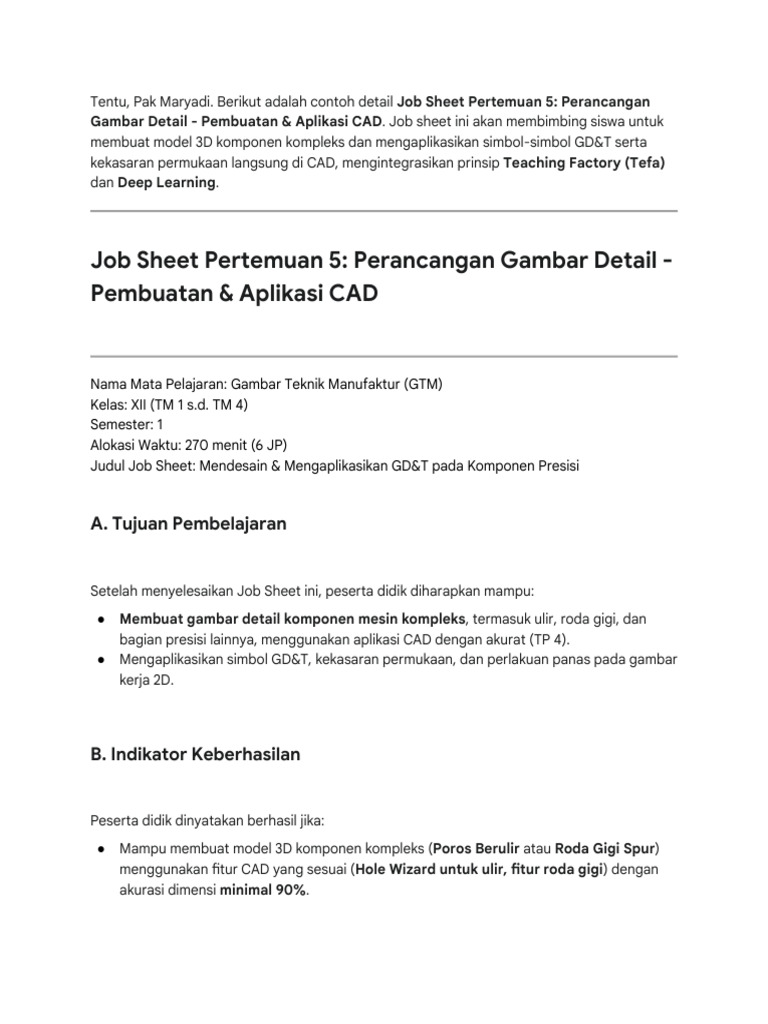 10 Contoh Job Sheet Pertemuan 5 - Perancangan Gambar... | PDF