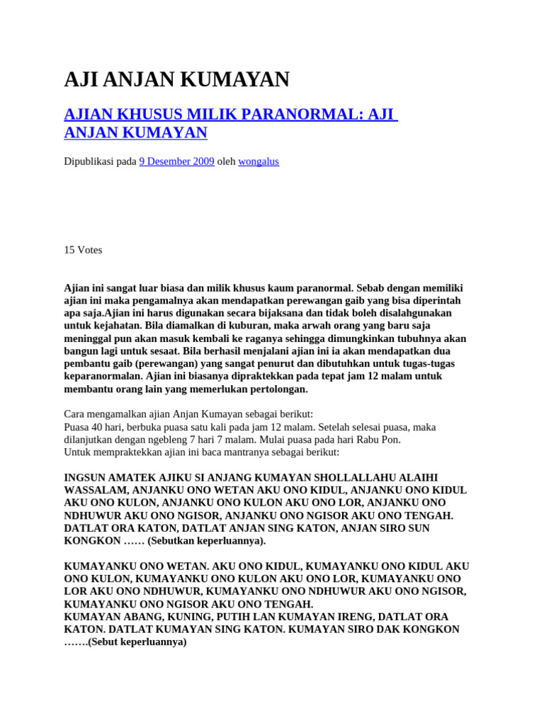 Aji Anjan Kumayan | PDF