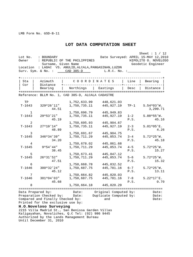 LDC Corr'N - 27 May - Laoac Vs Anulid | PDF | Surveying | Geographical ...