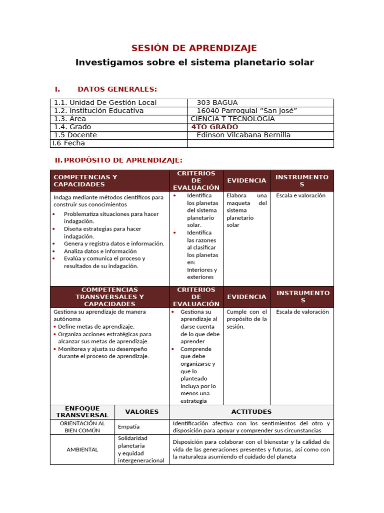 Aprendizaje sobre el Sistema Solar | PDF | Planetas | Aprendizaje