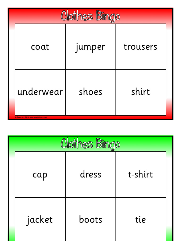 Clothes Bingo | PDF