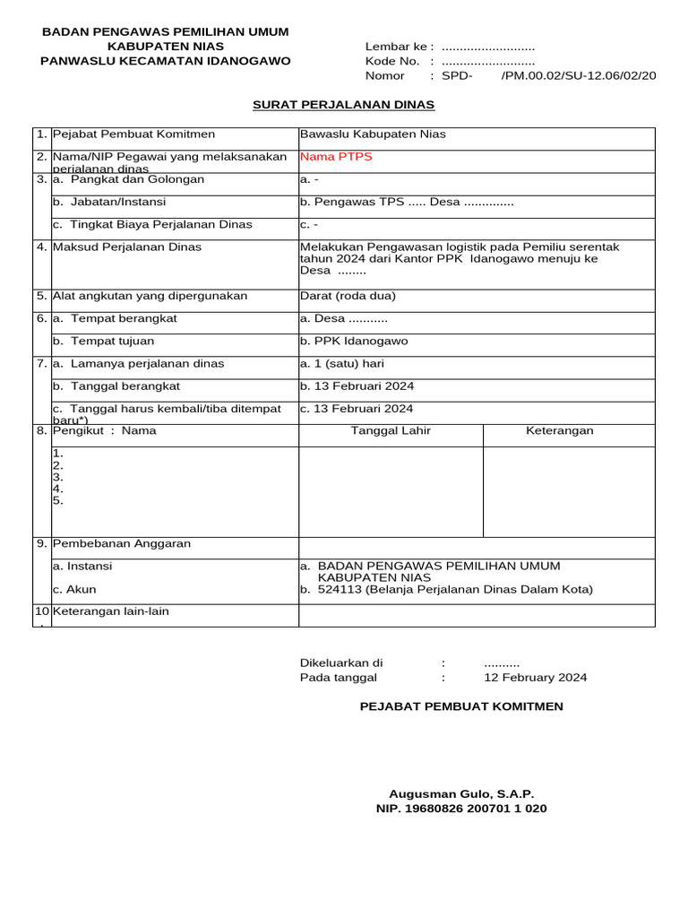 Format SPD, LPD Ptps Idanogawo-1 | PDF