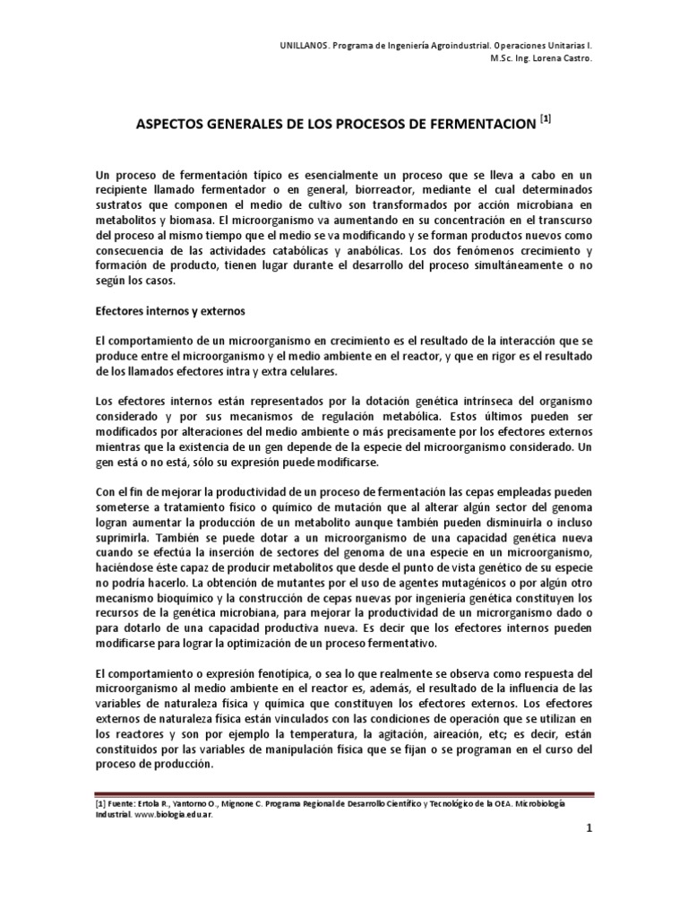 Aspectos Generales de Los Procesos de Fermentacion | PDF | Mutación | Enzima