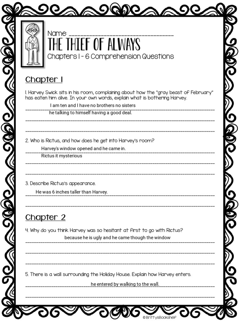 Eli Moates - TheThiefofAlways Comprehesion Questions Ch.1-2 | PDF