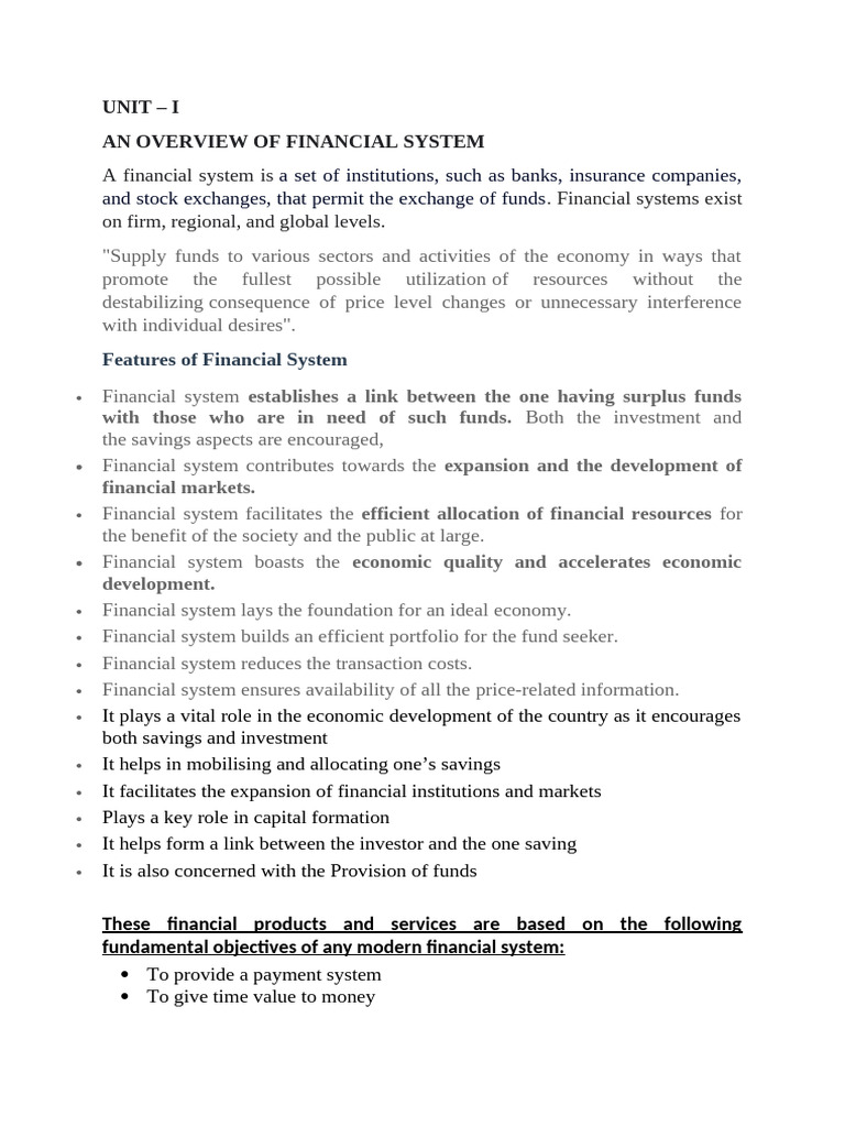 Overview of Financial Systems Explained | PDF | Securities (Finance ...