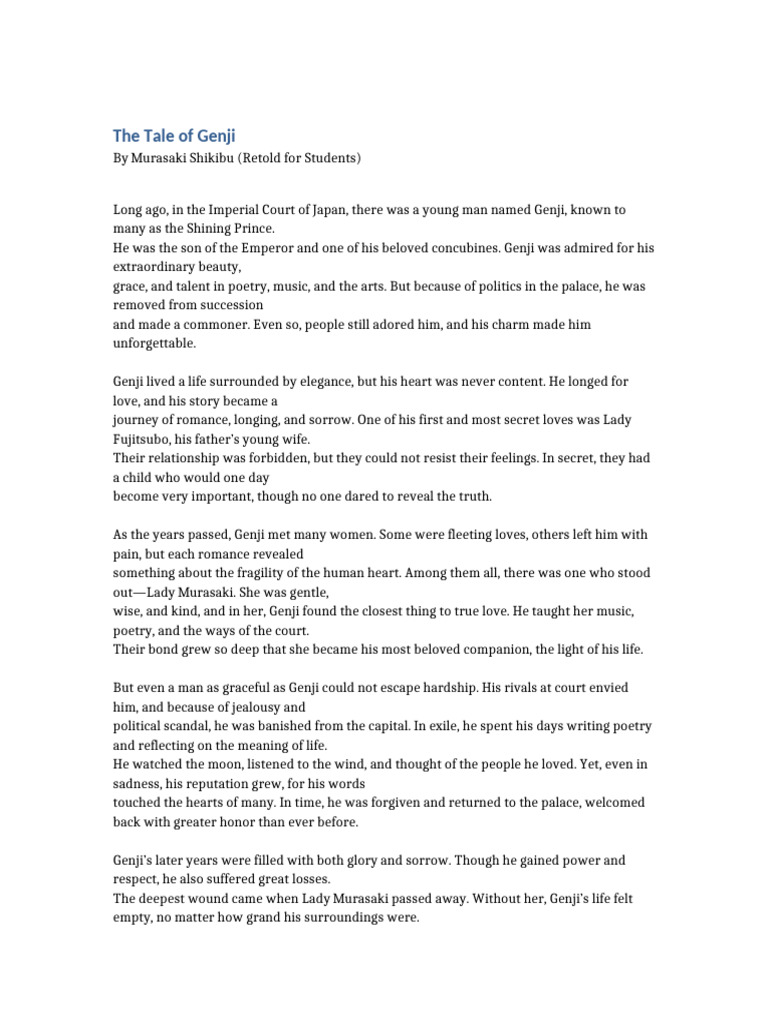 The Tale of Genji Retold | PDF | The Tale Of Genji