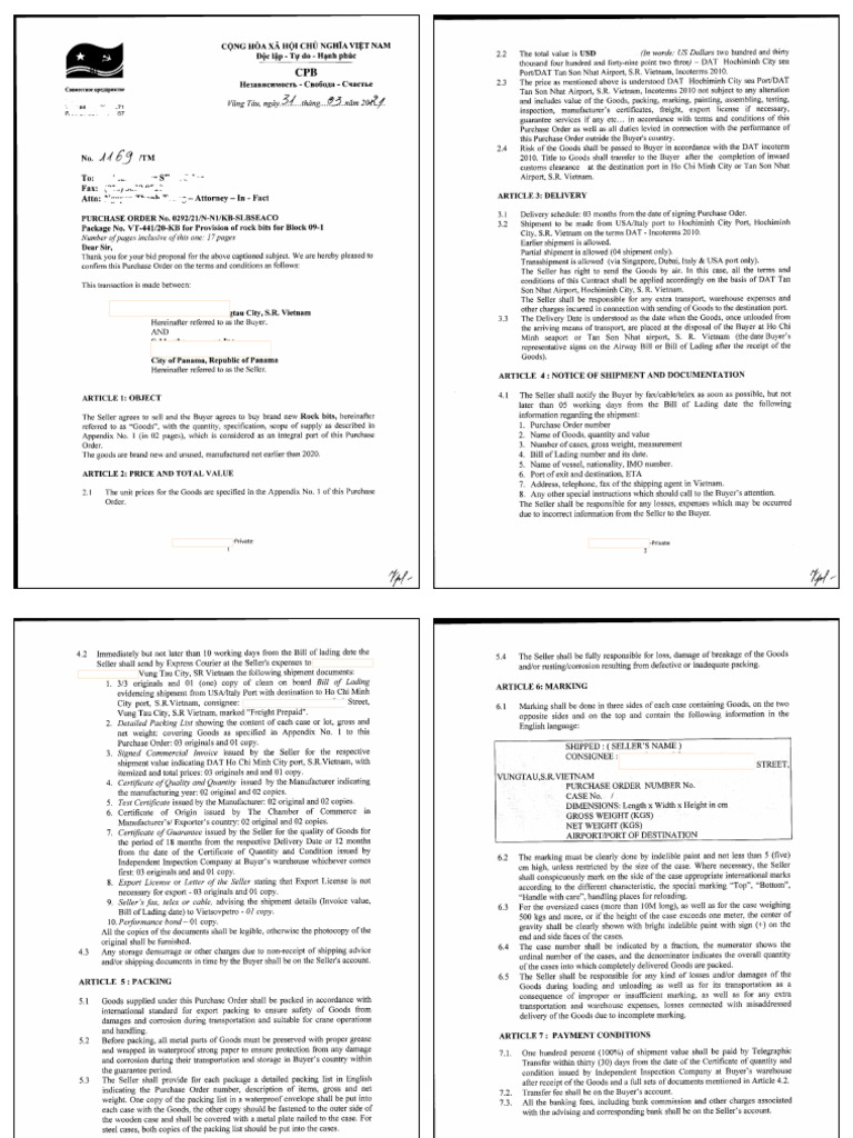 Sales and Purchase Contract Overview | PDF | Arbitration | Prices