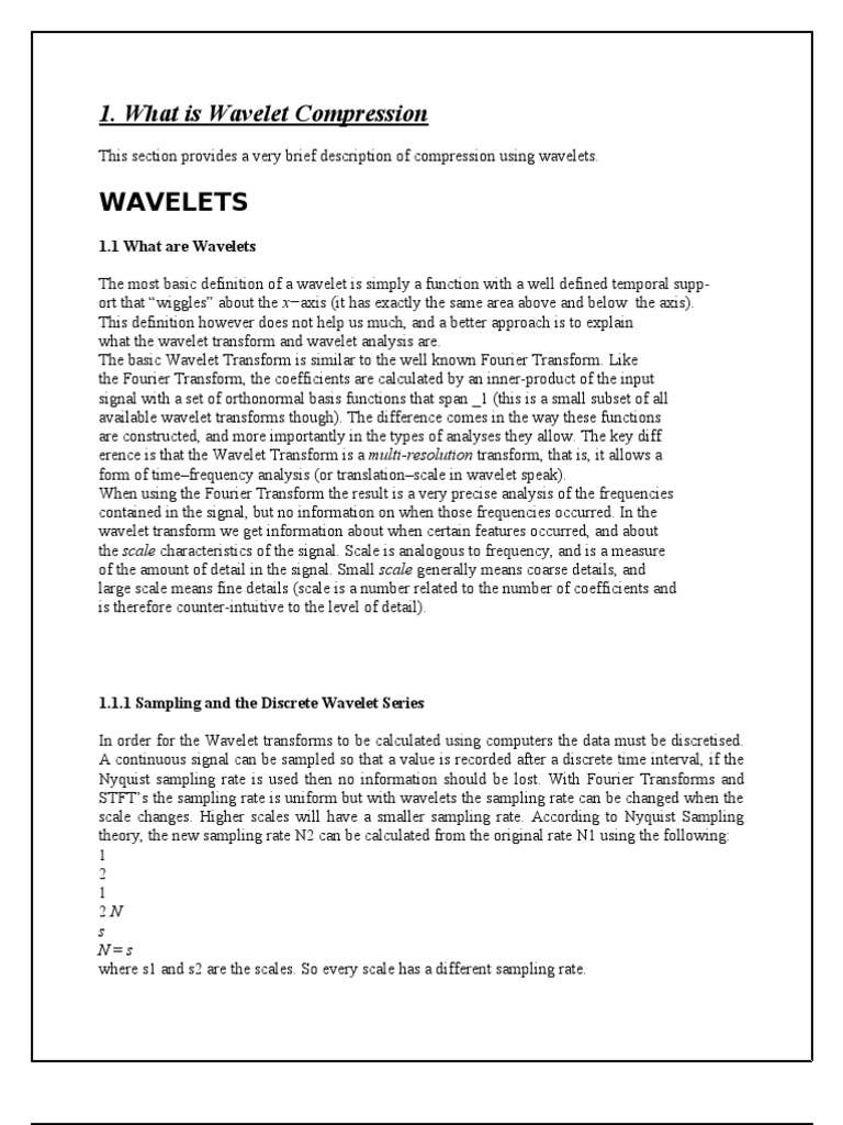 Wavelets: 1. What Is Wavelet Compression | Download Free PDF | Wavelet | Data Compression