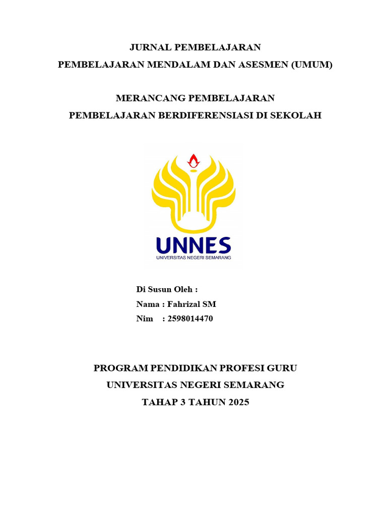 Fahrizal SM - 2598014470 - Merancang Pembelajaran Diferensiasi | PDF