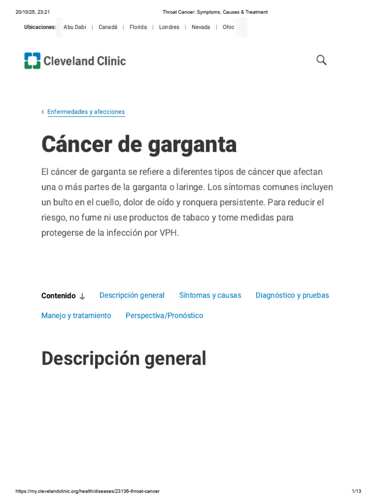 Throat Cancer: Symptoms & Diagnosis | PDF | Head And Neck Cancer | Cancer
