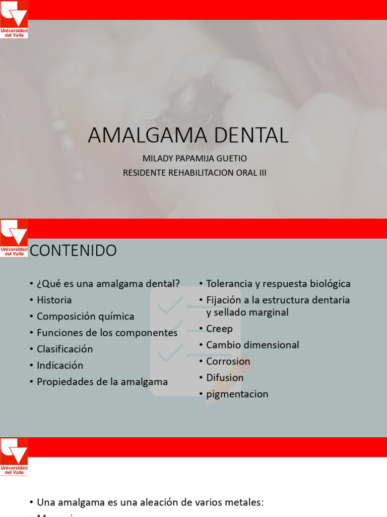 Composición y Uso de Amalgama Dental | PDF | Zinc | Química