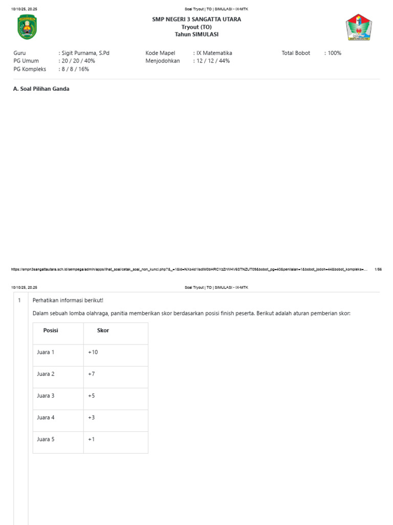 Soal Tryout 4 Matematika | PDF