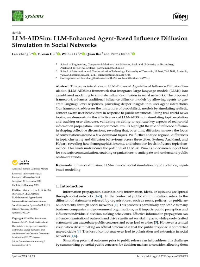 LLM-AIDSim: Enhanced Influence Diffusion Simulation | PDF | Agent Based ...