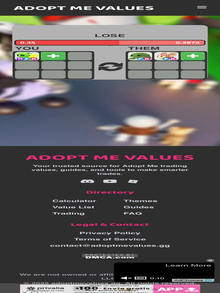 Calculator - Adopt Me Values | PDF