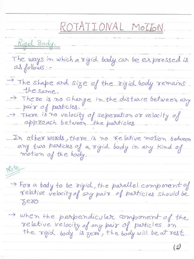 Rotational Motion Handwritten Notes | PDF