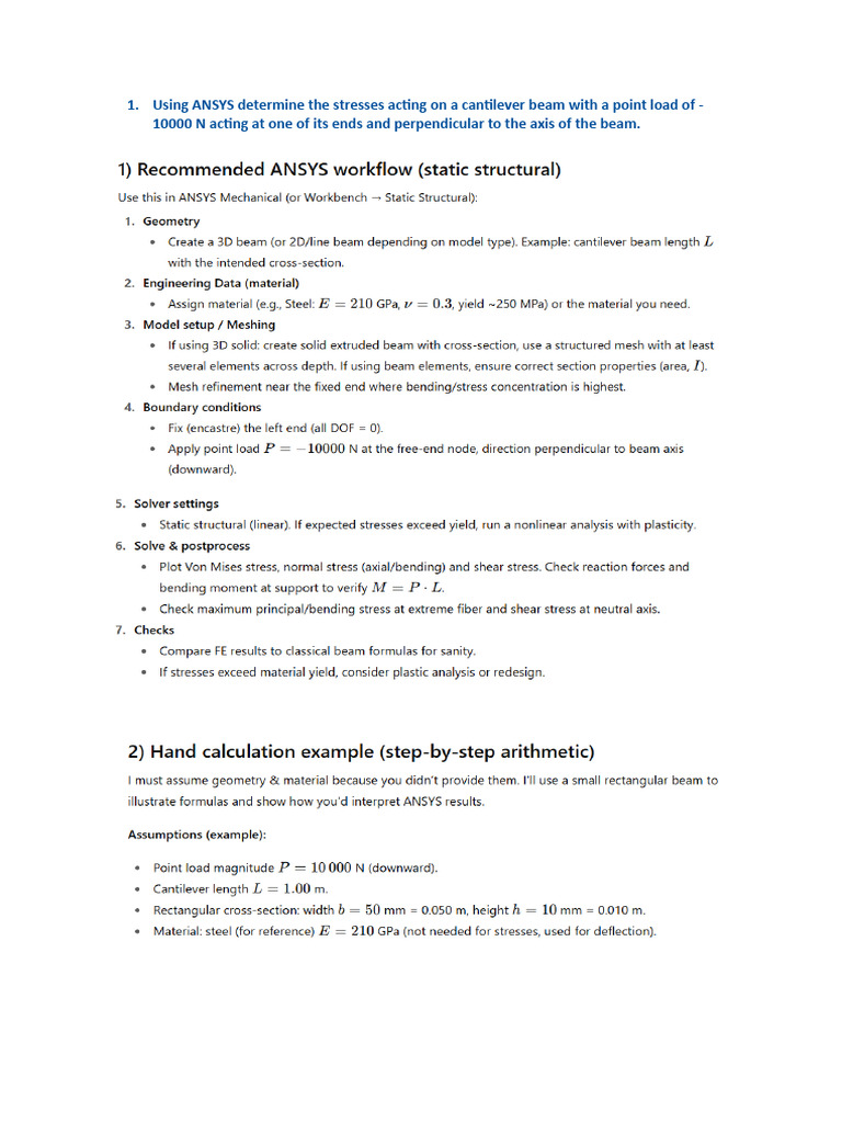ANSYS Problems 14-10-2025 | PDF
