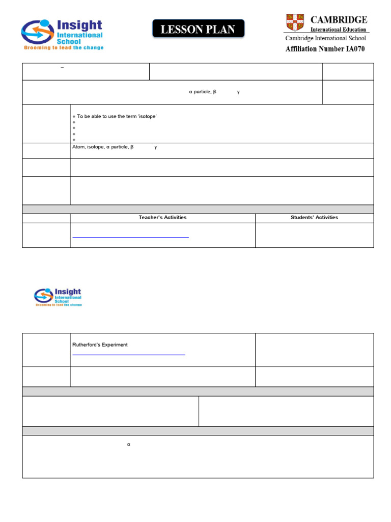 Phy 10 Lesson Plan 8625 | PDF | Nuclear Physics | Atoms