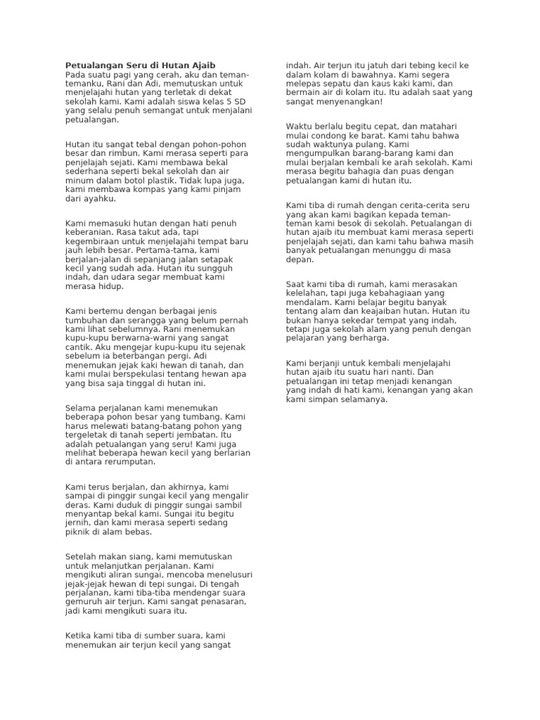 Petualangan Seru di Hutan Ajaib SD | PDF