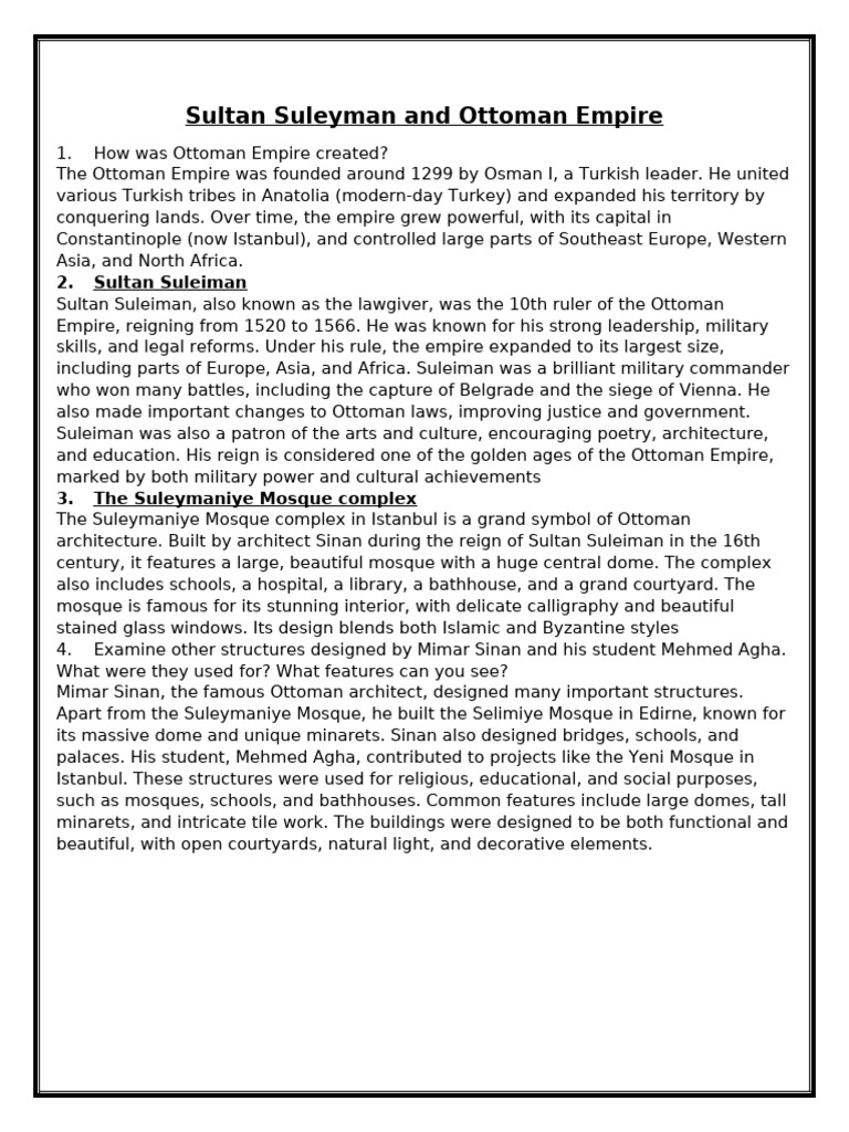 Sultan Suleiman and Ottoman Architecture | PDF | Ottoman Empire