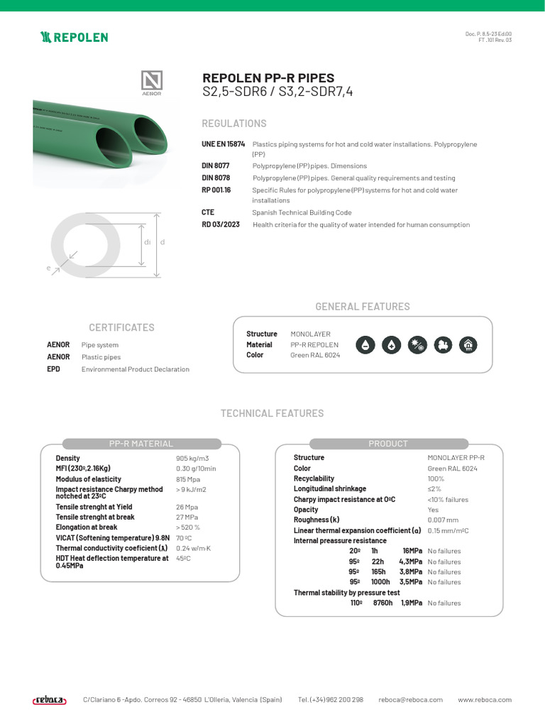 FT Pipe PPR Monolayer 1 | PDF | Thermal Expansion | Materials