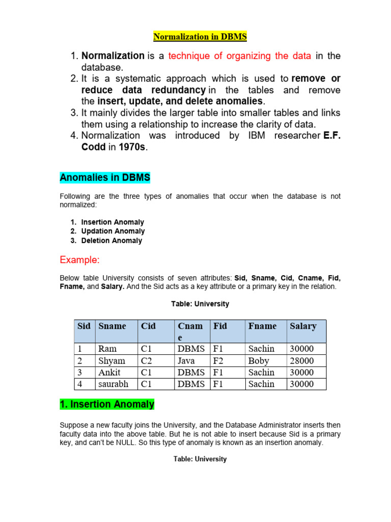Unit 3 Normalization in DBMS | PDF | Databases | Information Technology