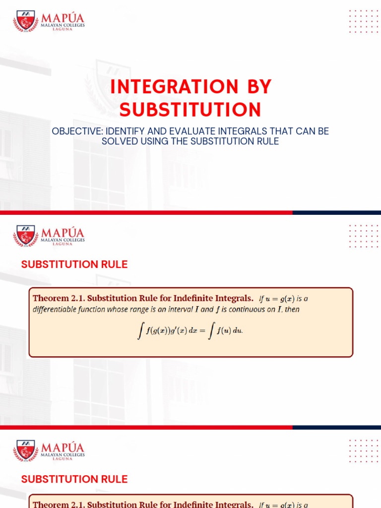 MATH052 - Integration by Substitution | PDF | Mathematical Analysis ...