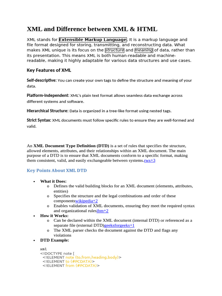 XML and Difference Between XML | PDF | Xml | Persistence